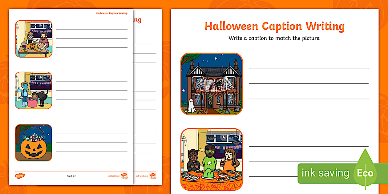 Halloween Caption Writing Activity (teacher made) - Twinkl