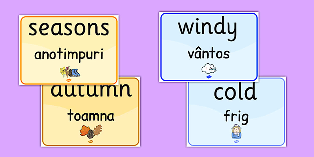 Seasons and Weather EAL Romanian Translation (teacher made)