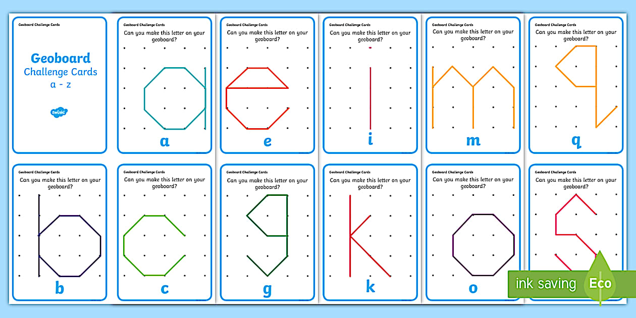 Geoboards A-Z Challenge Cards (teacher made) - Twinkl