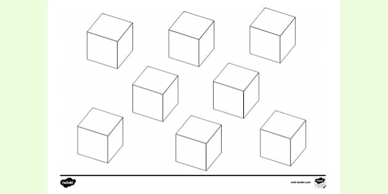 Cubes Colouring Sheet (teacher made) - Twinkl