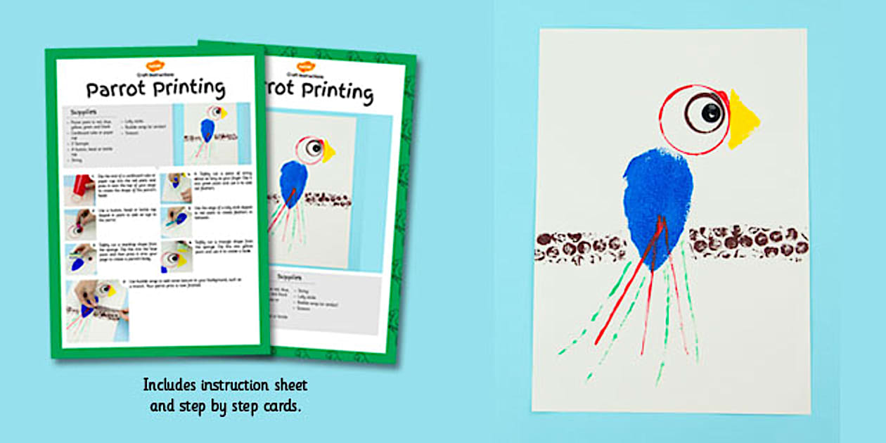 Parrot Printing Craft Cards (teacher made) - Twinkl