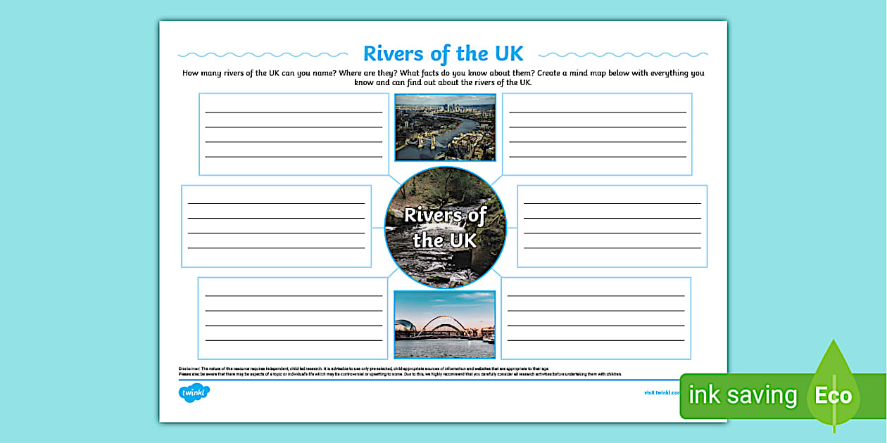 Rivers of the UK Mind Map,United Kingdom Rivers - Twinkl
