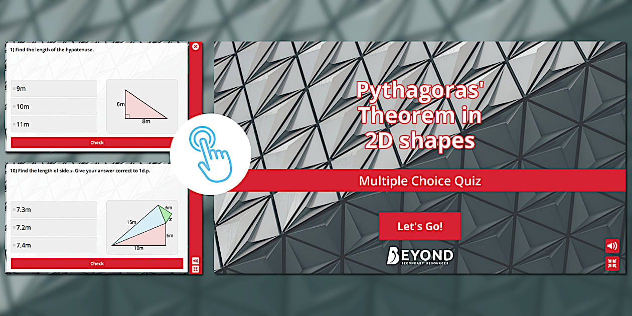 Pythagoras' Theorem in 2D Shapes Multiple Choice Quiz