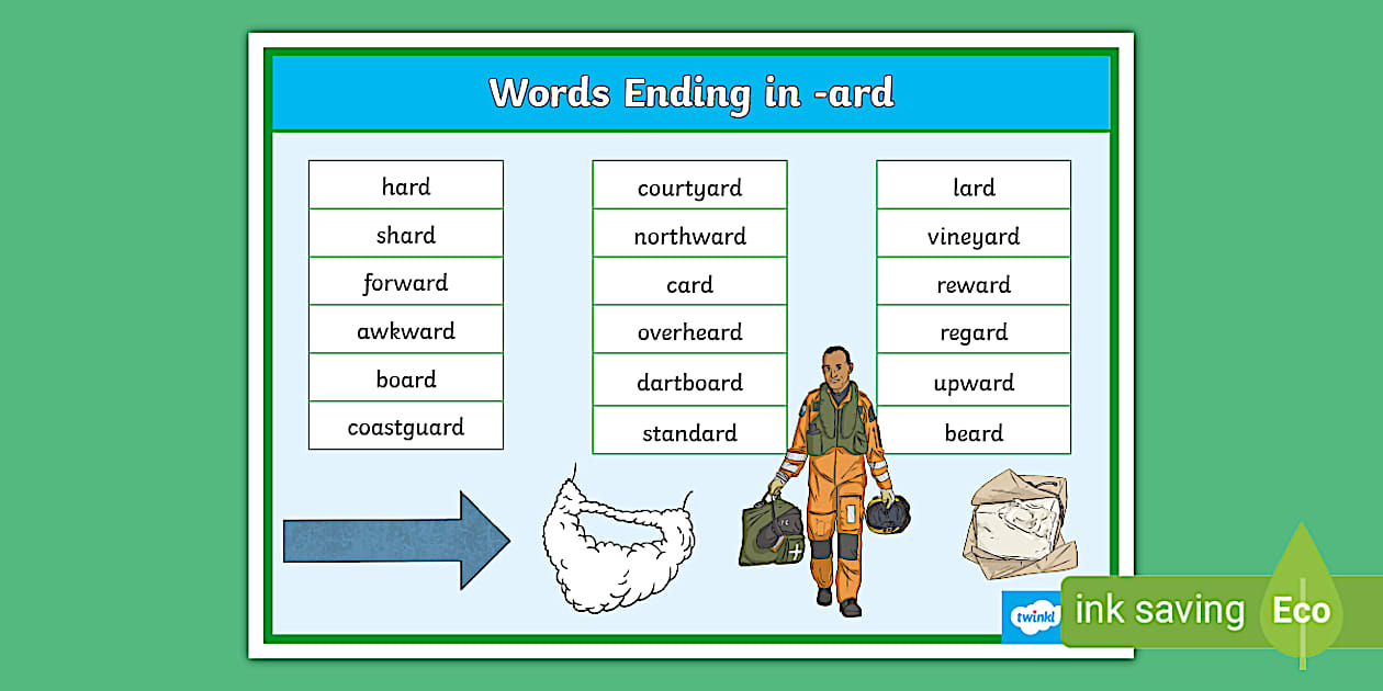 Words Ending in -ard Word Mat