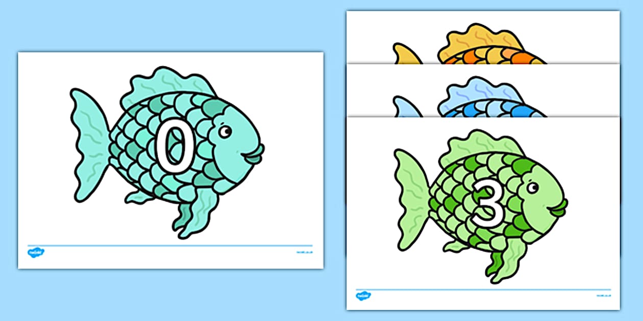 Black and White Numbers on Fish 0-31 (teacher made) - Twinkl