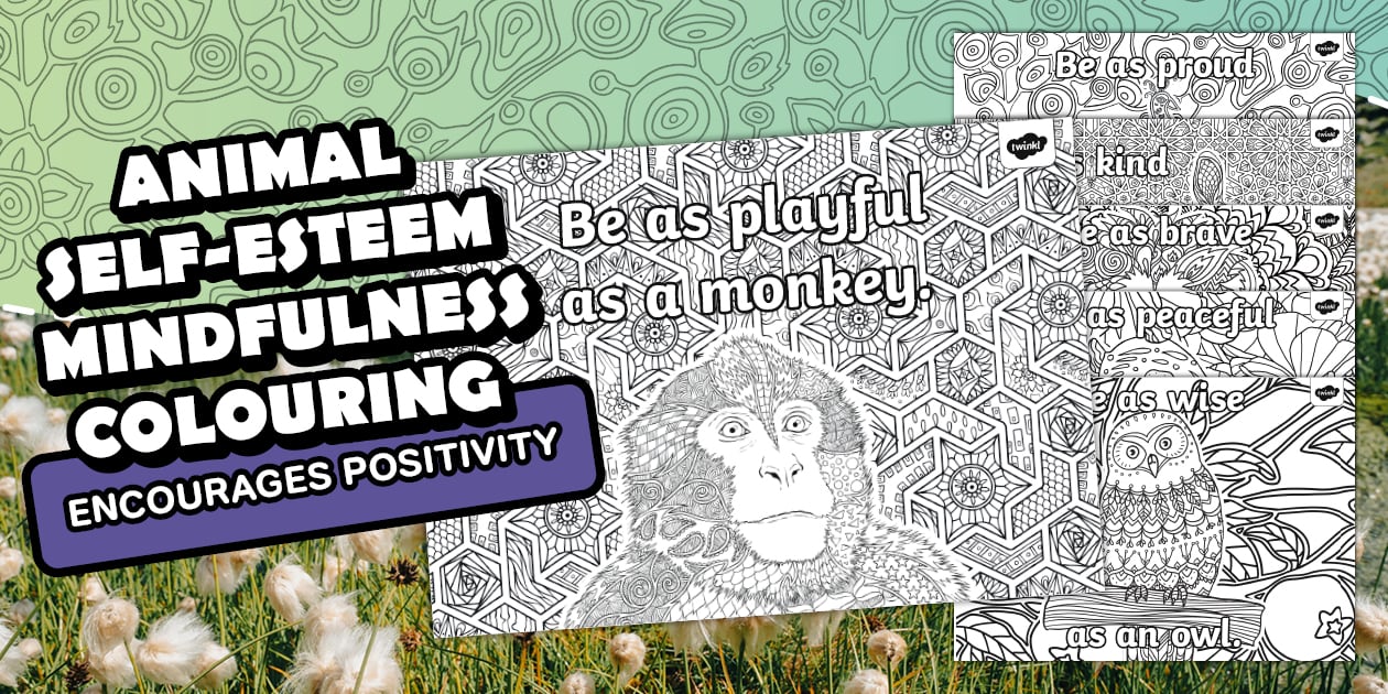 Foundation Phase Life Skills - Animal Self-Esteem - Mindfulness Colouring