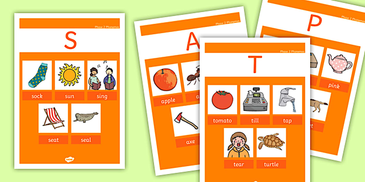 Phase 2 Phonemes Display Posters (teacher made) - Twinkl