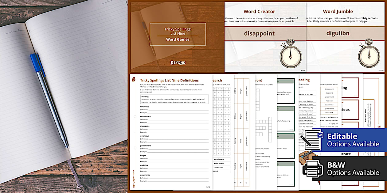 Spelling Activities KS3 | Tricky Spellings List 9 | Beyond