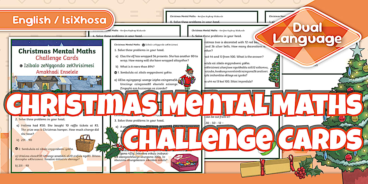Grade 4 Maths Term 4 - Christmas Mental Maths Challenge Cards:
