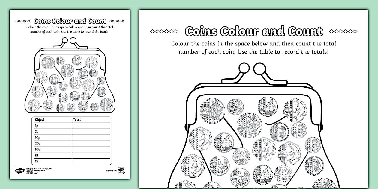 👉 * NEW * Coins Colour and Count Worksheet - Twinkl
