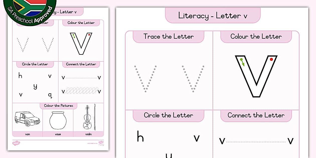 Preschool: Literacy: Letter v Worksheet (teacher made)