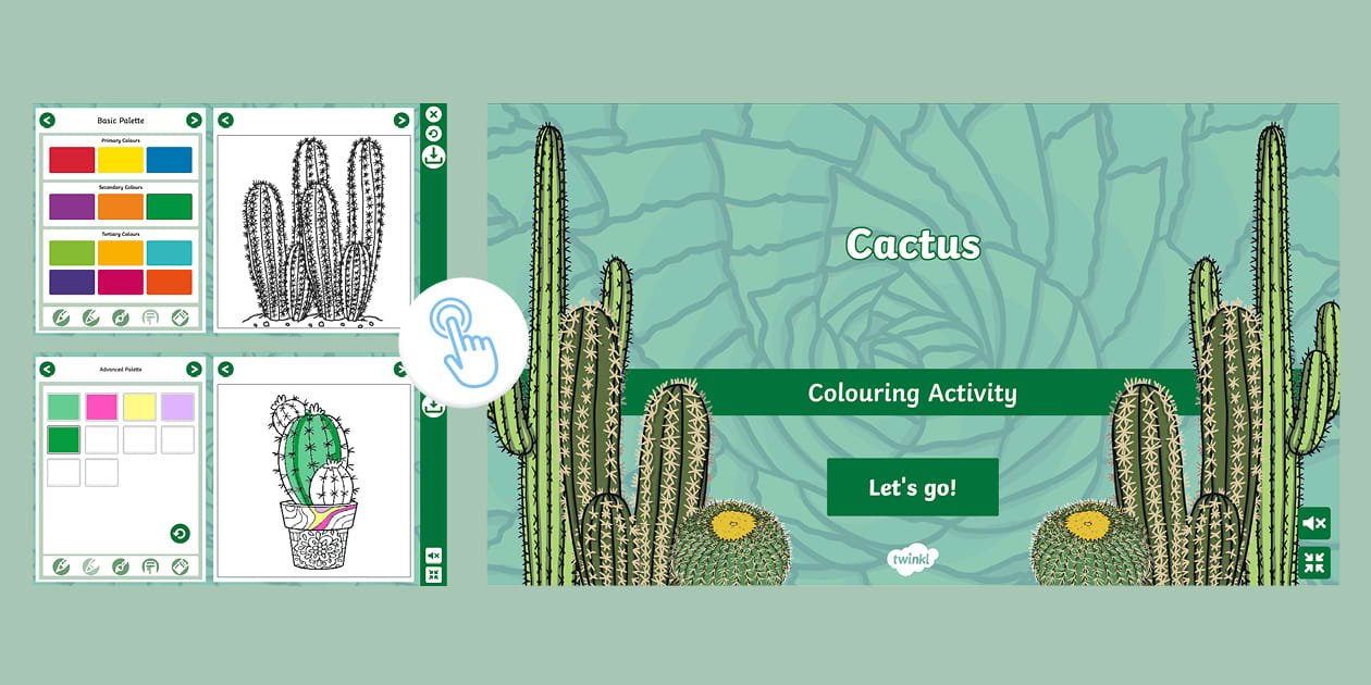 Cactus Interactive Colouring - Twinkl Plants - Twinkl