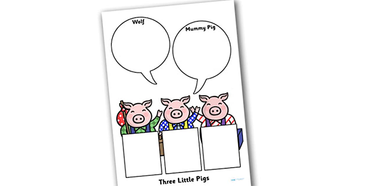 The Three Pigs Role on the Wall Worksheets - Twinkl