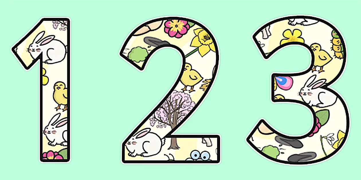 A4 Spring Themed Display Numbers (teacher made) - Twinkl