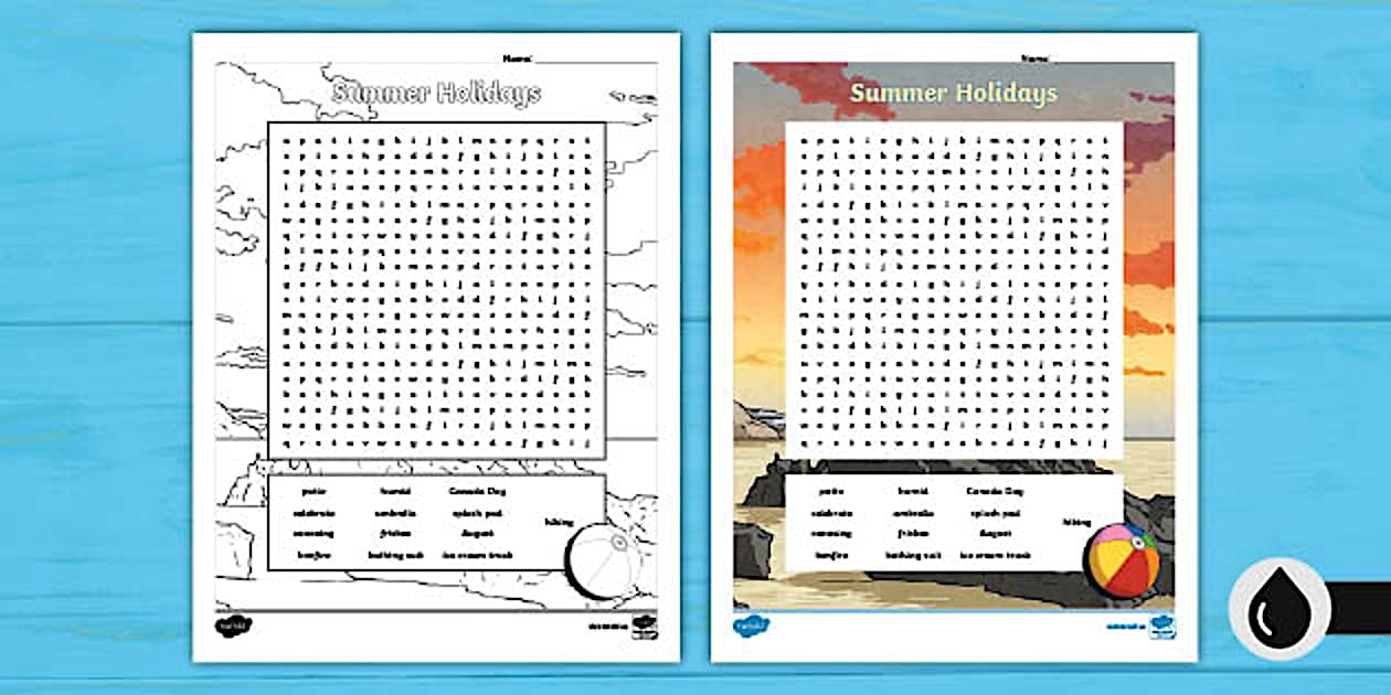 Summer Holidays Word Search Gr. 5 (teacher made) - Twinkl