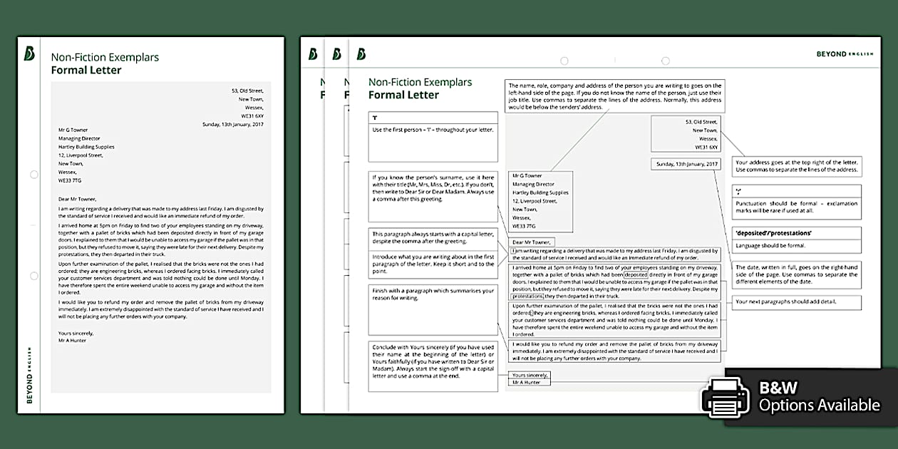 Formal Letter Writing Samples | Non-Fiction Writing | Beyond