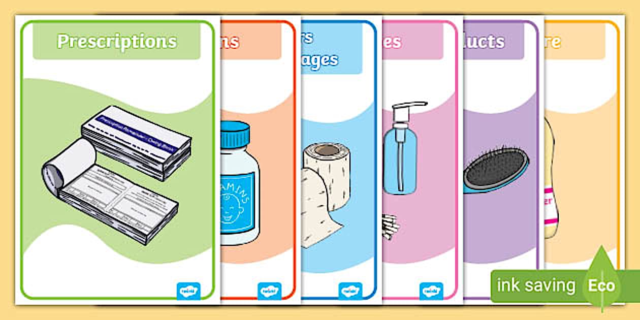 Cursive Pharmacy Role Play Signs (teacher made) - Twinkl