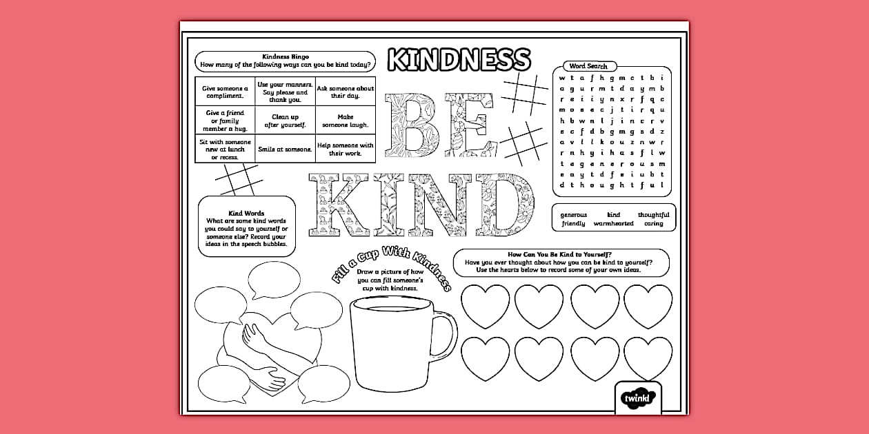 Be Kind! Kindness Activity Mat for 3rd-5th Grade - Twinkl