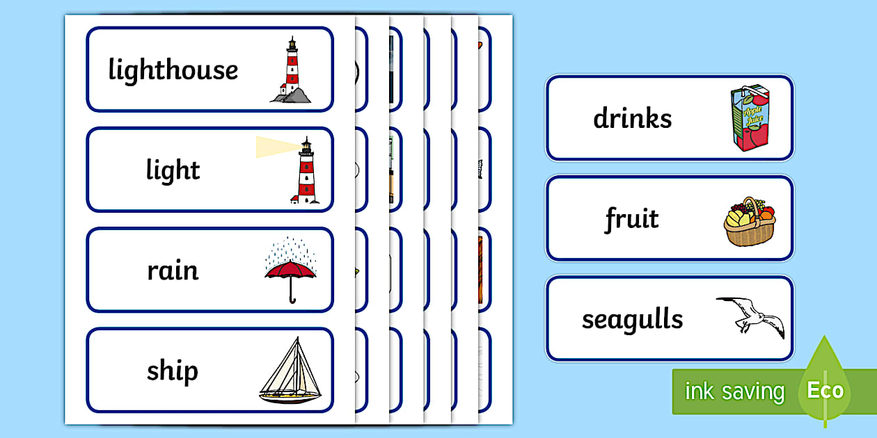 Editable Lighthouse-Themed Word Cards (teacher made)