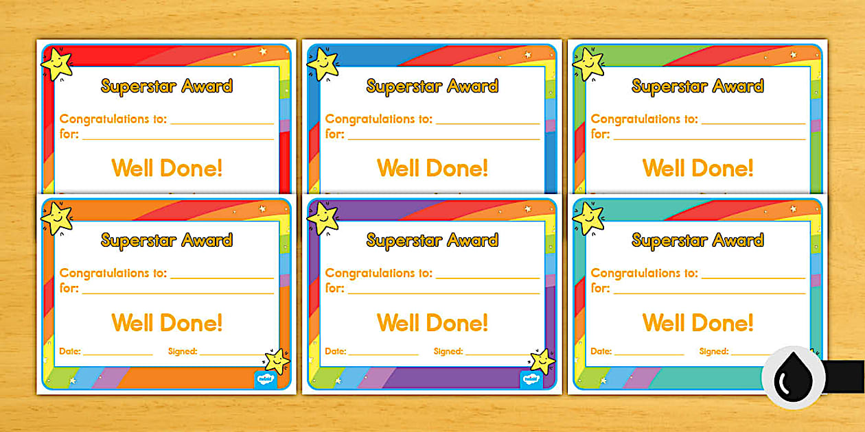 End of School Superstar Certificates