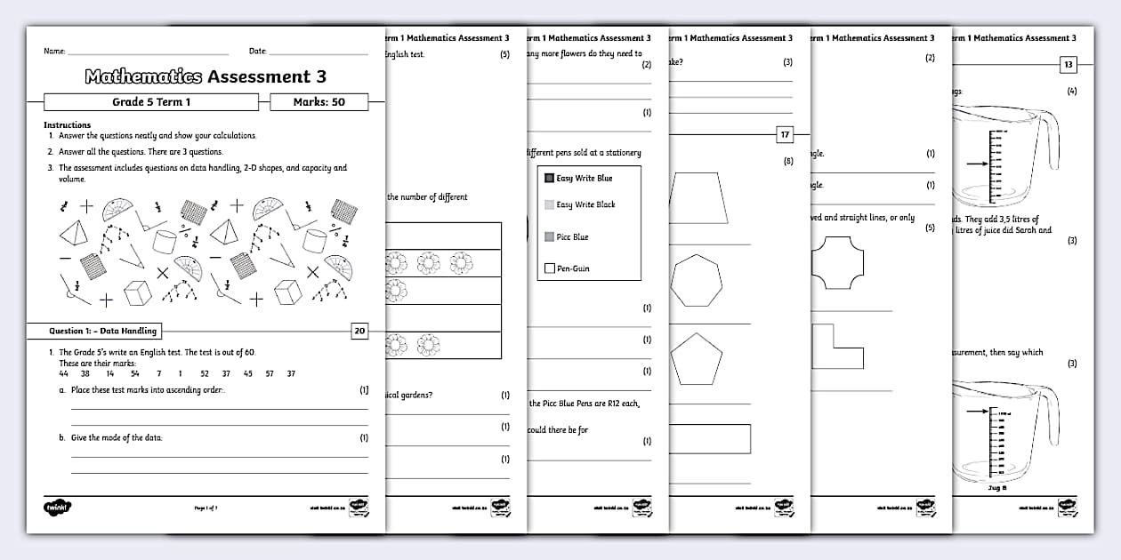 Grade 5 Term 1 Maths Assessment 3 (teacher made) - Twinkl