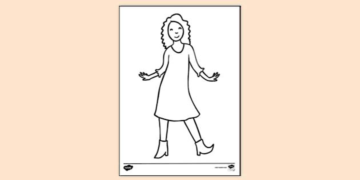 Woman Colouring Sheet - Teaching Resources - Twinkl