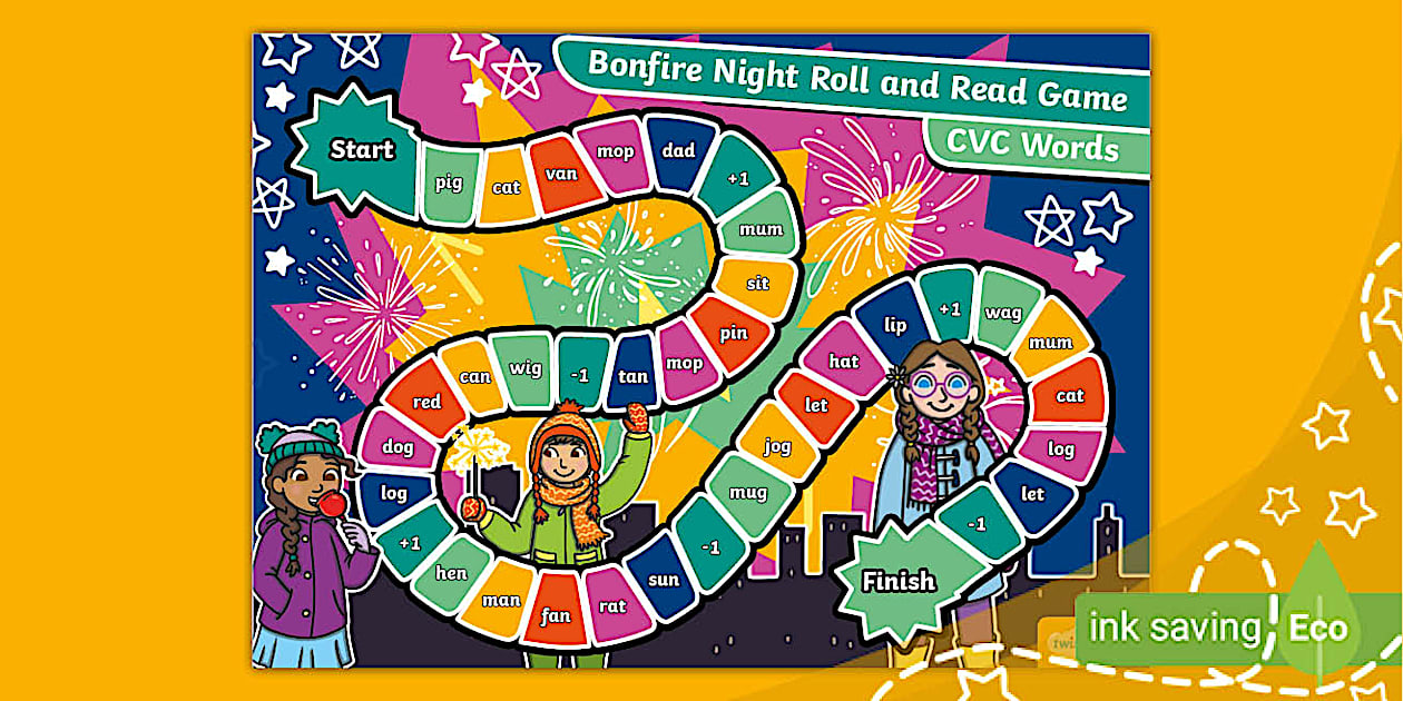 Bonfire Night Roll and Read Game (Teacher-Made) - Twinkl
