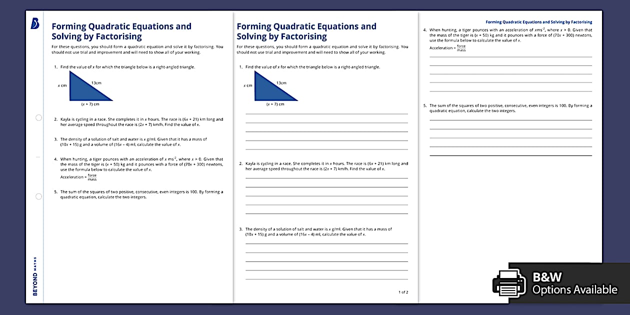👉 Forming Quadratic Equations And Solving By Factorising