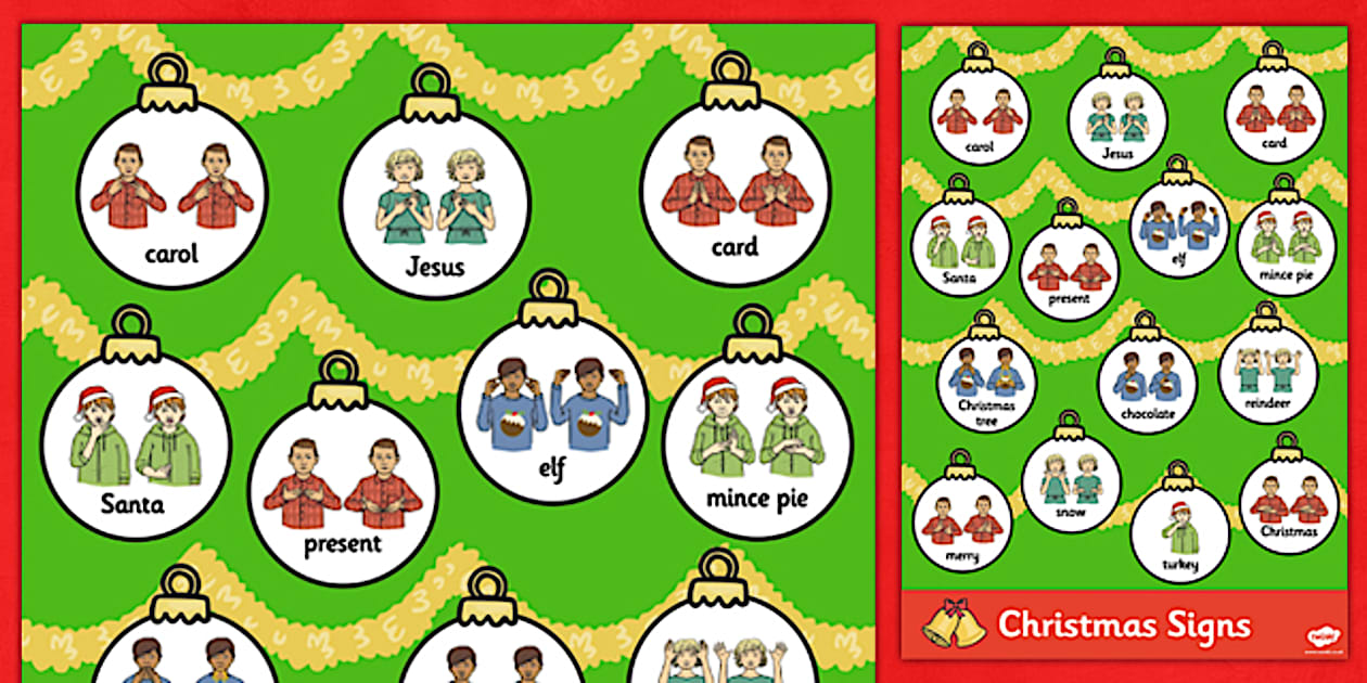A4 British Sign Language Christmas Word Mat (teacher made)
