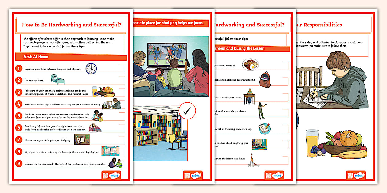 How to Be Hardworking in Class Poster (teacher made)