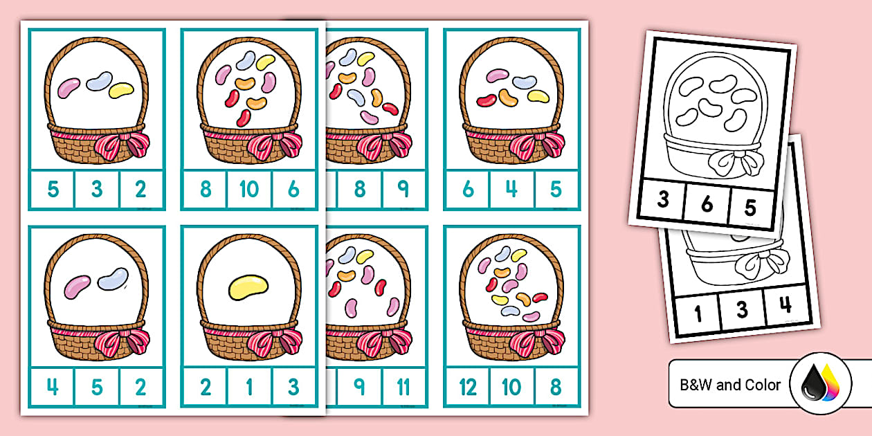 Jelly Bean Counting to 12 Clip Cards | Printables | Twinkl USA