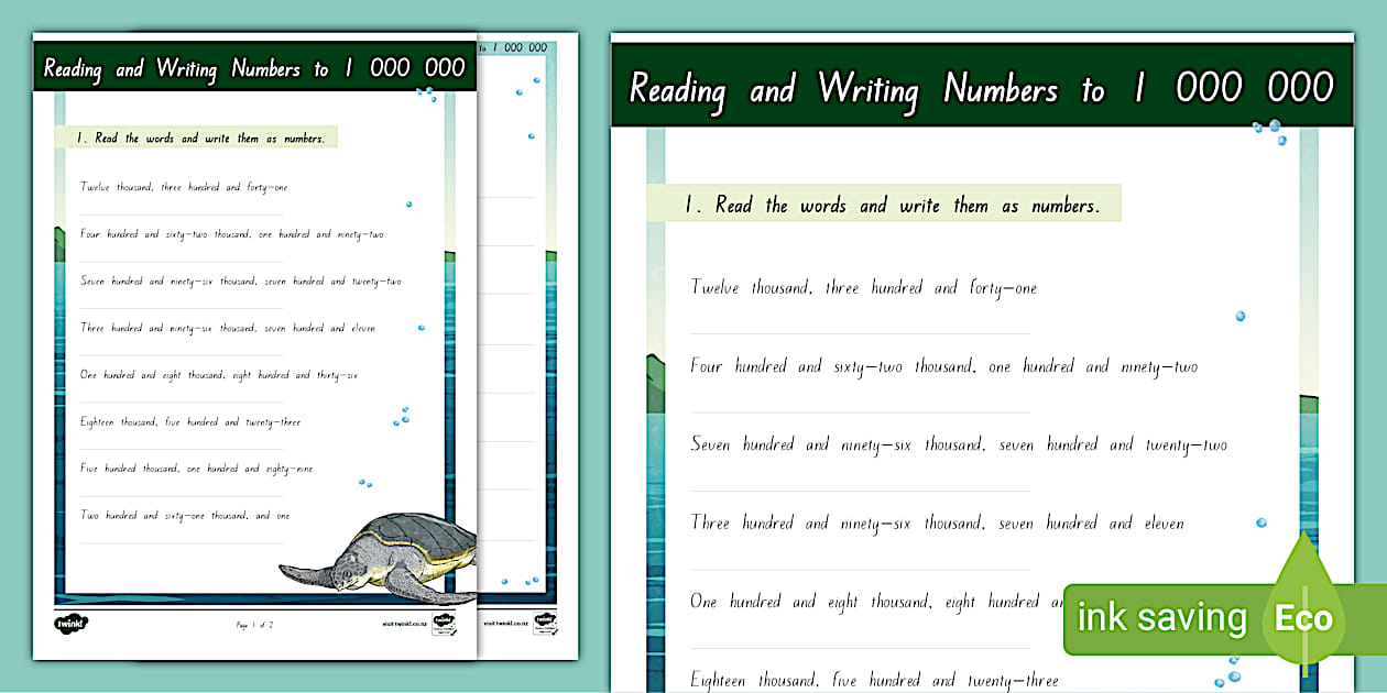 Stage 6 Reading and Writing Numbers to 1 000 000 - Twinkl