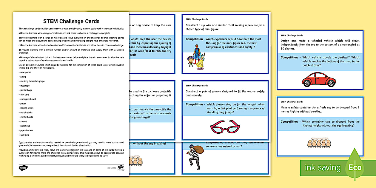 STEM Challenge Cards - Age 5-12 - Science and STEM - Parents