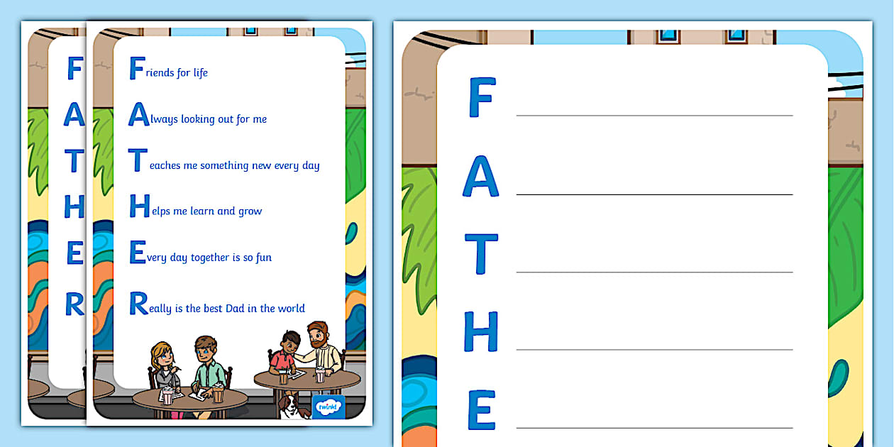 Father's Day Acrostic Poem Example (teacher made) - Twinkl