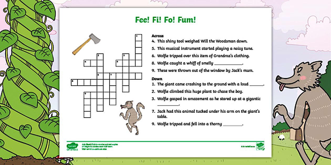Fee! Fi! Fo! Fum! Crossword (teacher made) - Twinkl