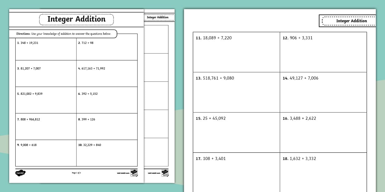 Middle School Basic Skills Integer Subtraction Intervention