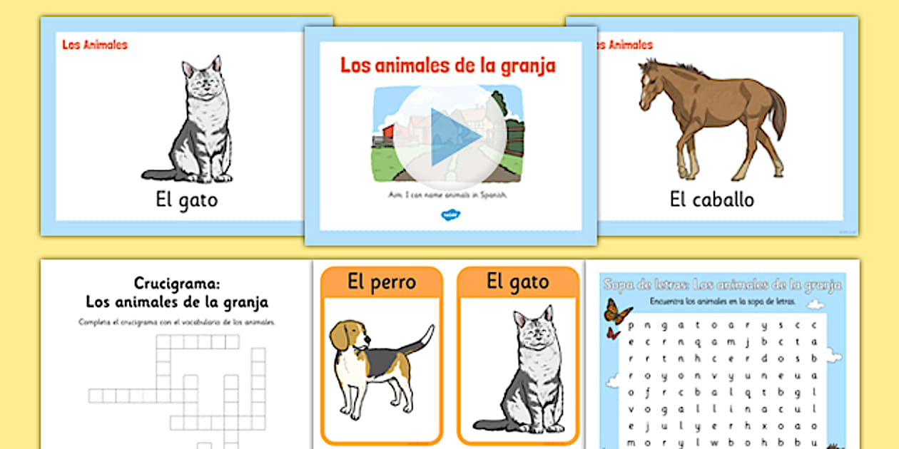 Farm Animals Resource Pack in Spanish (teacher made)