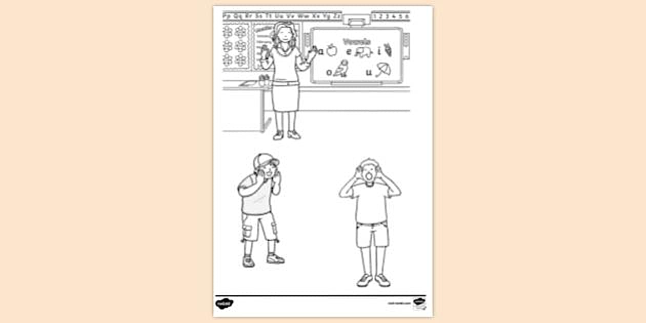 Children Shouting Out in Class Colouring Sheet - Twinkl