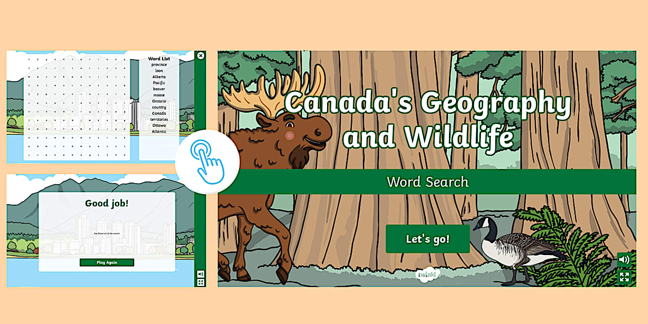 Canada's Geography and Wildlife Word Search | Twinkl CA