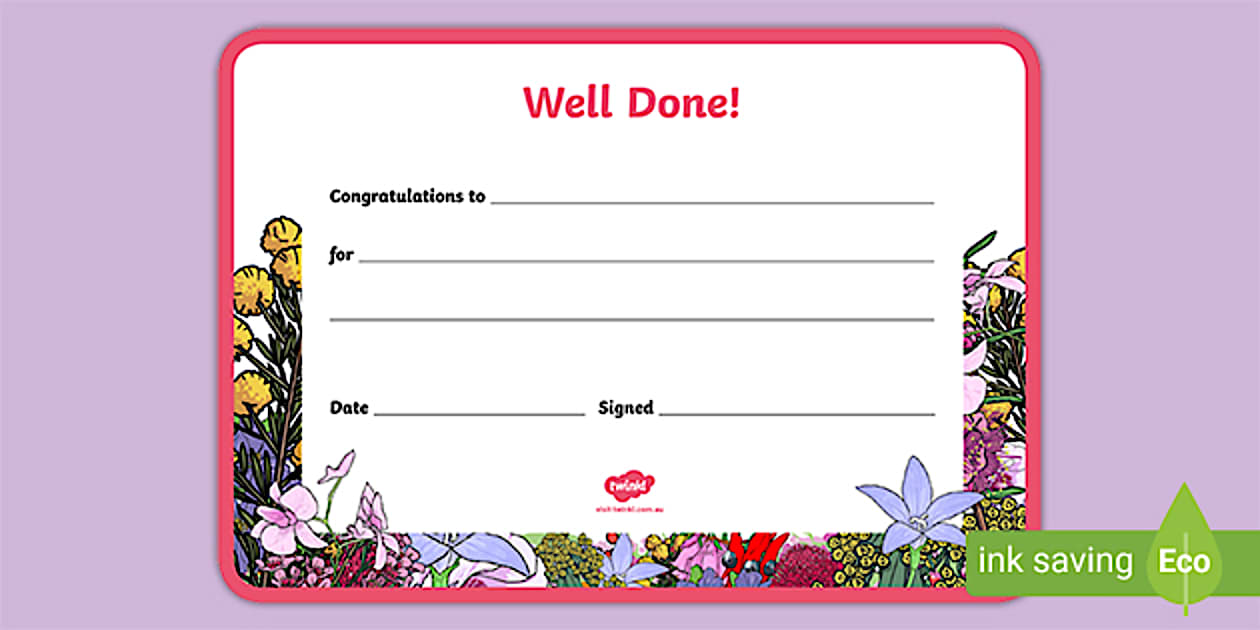 Australian Native Flora Class Award Certificate - Twinkl