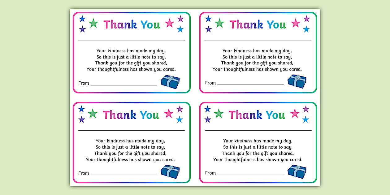 All About Saying Thank You Gift Cards (teacher made)