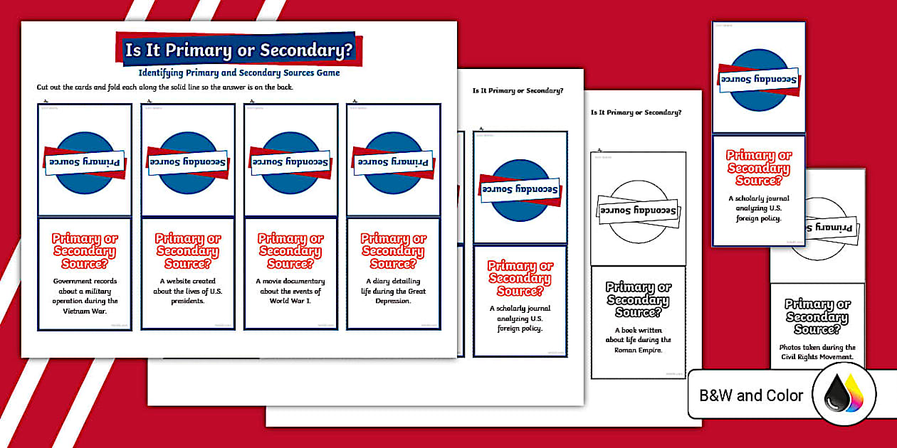 Identifying Primary and Secondary Sources Game | Twinkl USA