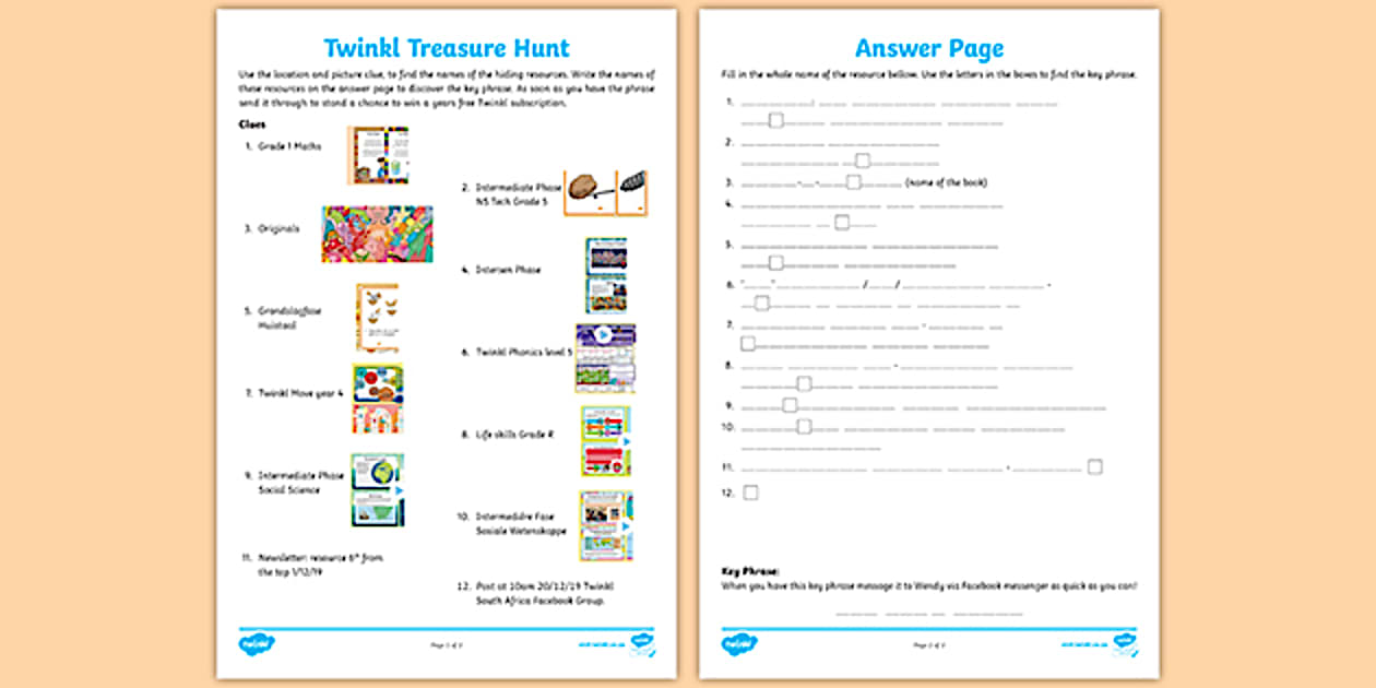 South African Twinkl Site Treasure Hunt (teacher made)