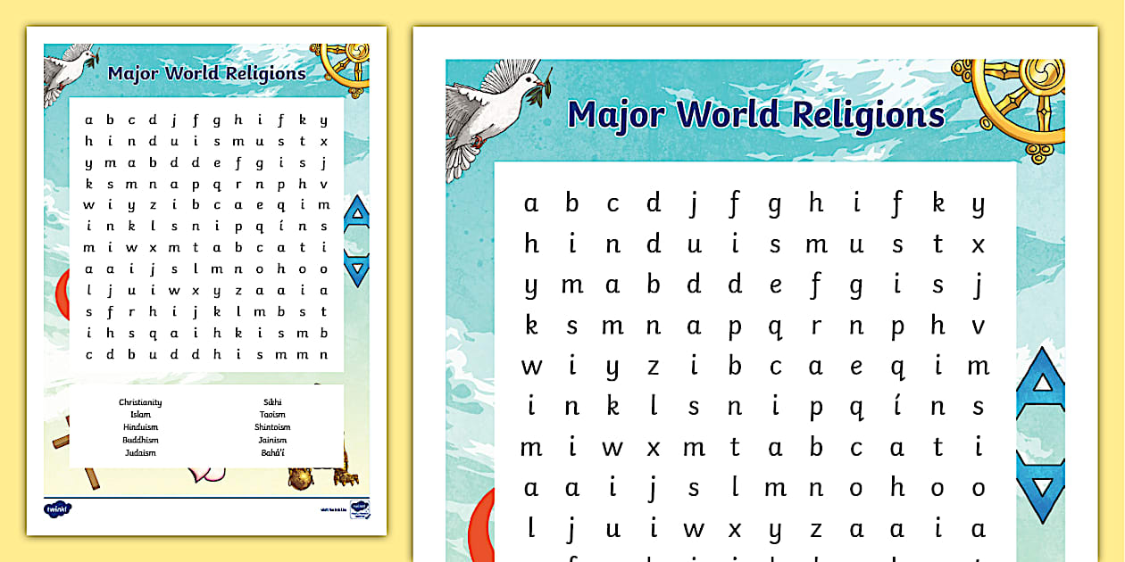 Major World Religions Word Search