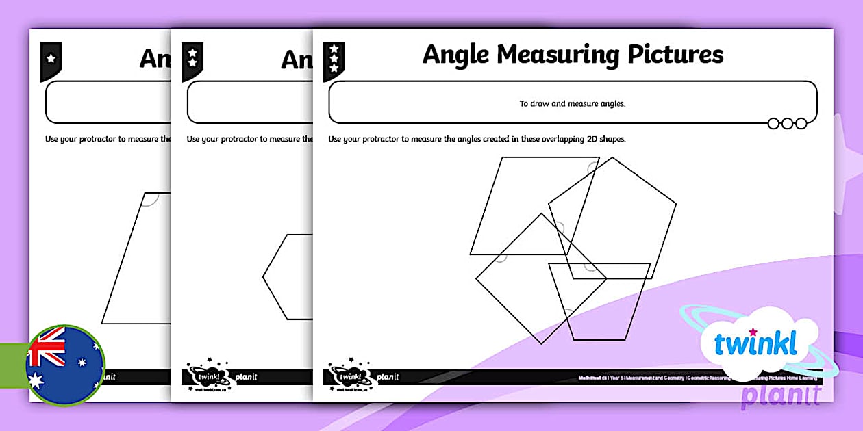 Year 5 Measurement: Angle Measuring Pictures Home Learning Tasks