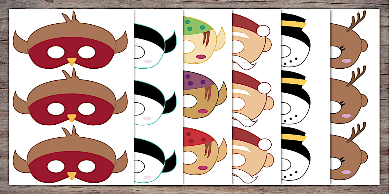 Christmas Character Masks | Twinkl Party (Teacher-Made)