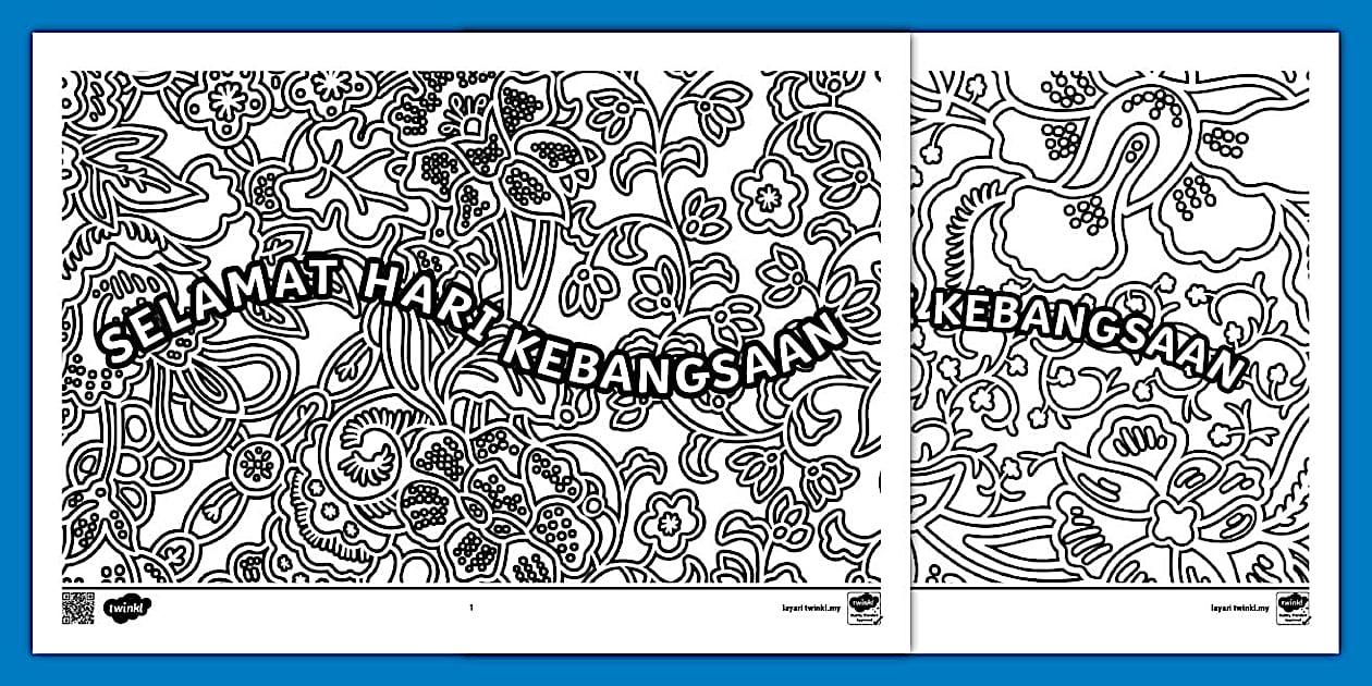 Lembaran Mewarna Hari Kebangsaan - Motif Batik - Twinkl