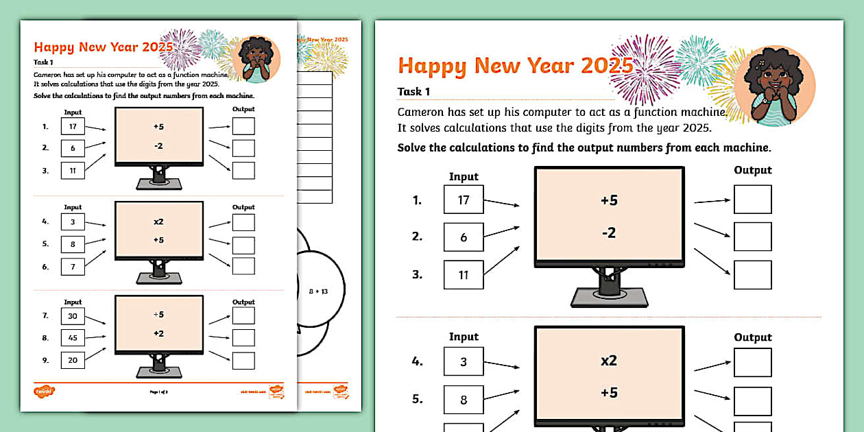 Happy New Year 2025 KS1 Maths Activity Sheet - Twinkl