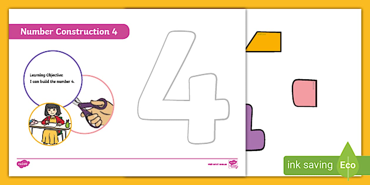 I Can Build The Number 4 Craft (teacher made) - Twinkl