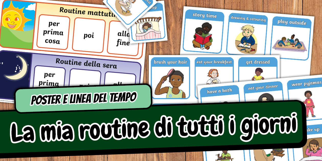 La mia routine di tutti i giorni | Poster e linea del tempo